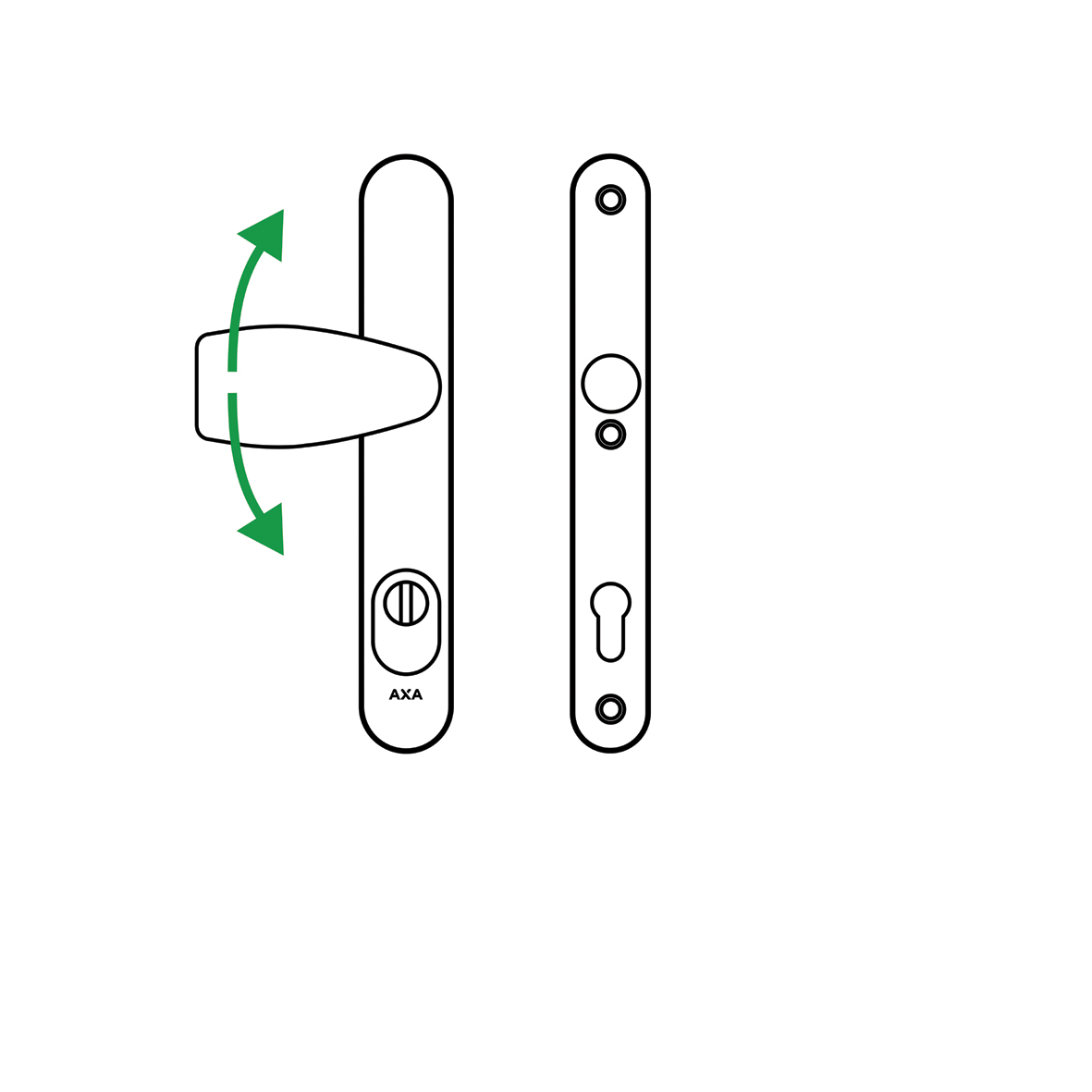 Security fitting Oval Plus narrow handle Wing PC92 core protection ...